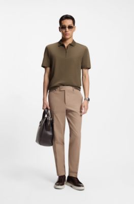 BOSS cotton-silk polo shirt with zip neck